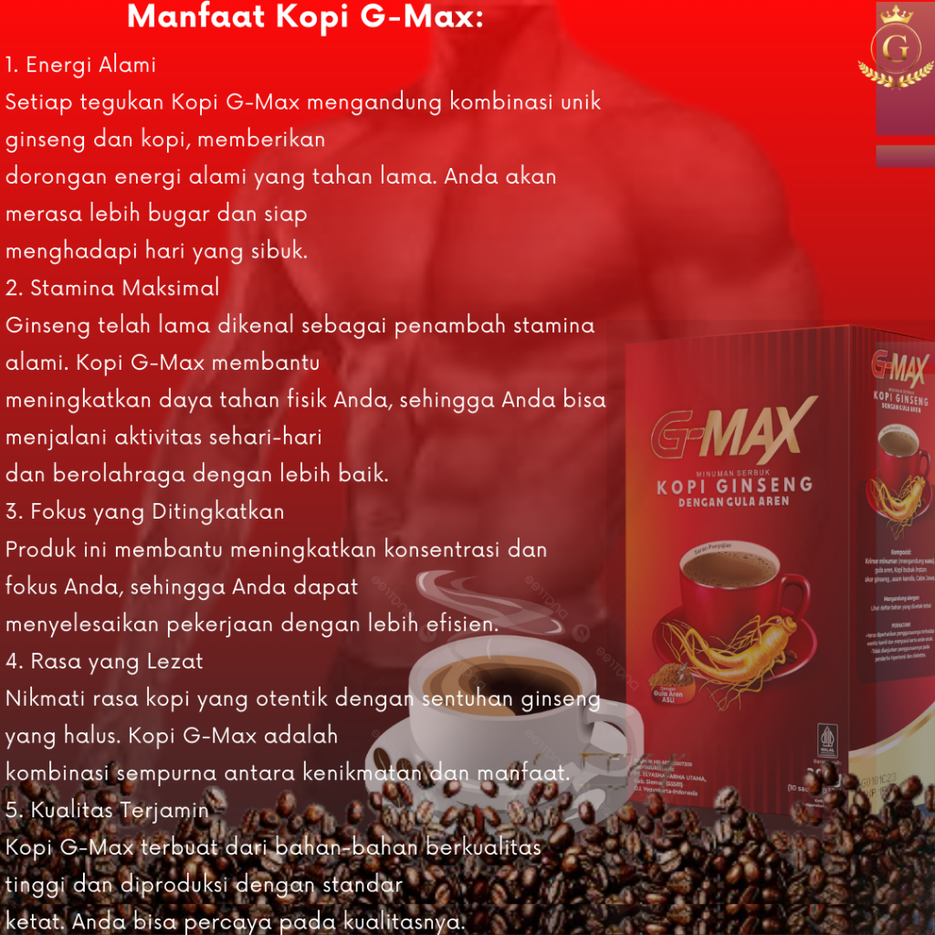 Jual G-MAX COFFEE GMAX KOPI KUAT TAHAN LAMA PENAMBAH STAMINA PRIA ...