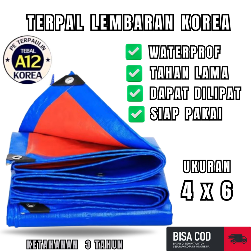 Jual Terpal 4x6 meter Tebal A12 Korea Tenda Jualan Penutup truk Mobil ...
