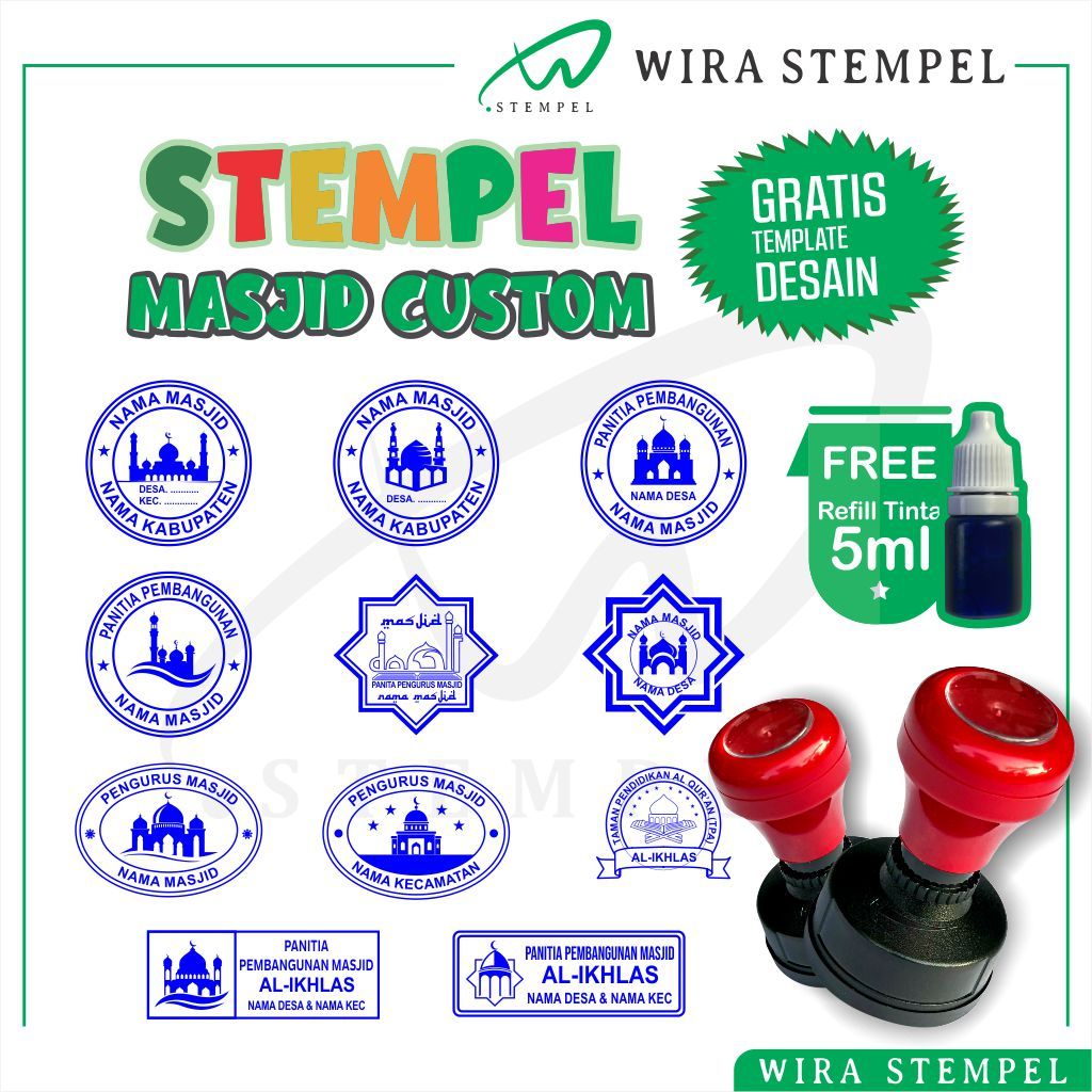 Jual Cetak Stempel Masjid Stampel Mesjid Custom Gambar Teks | Shopee ...