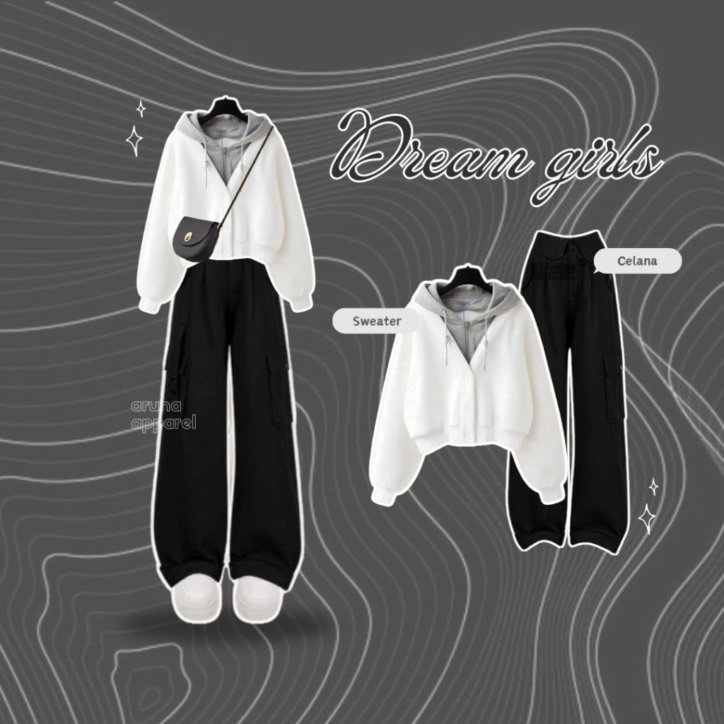 Jual Set AA206 Outfit Study Tour OOTD Cewe Korean Kece Set Celana Cargo ...