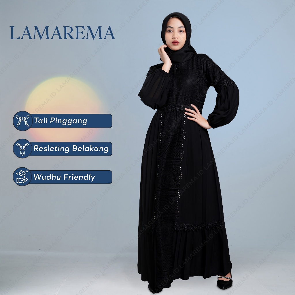 Jual Gamis Hitam Renda Arabian Wanita Kekinian Mewah Elegan Premium LM ...