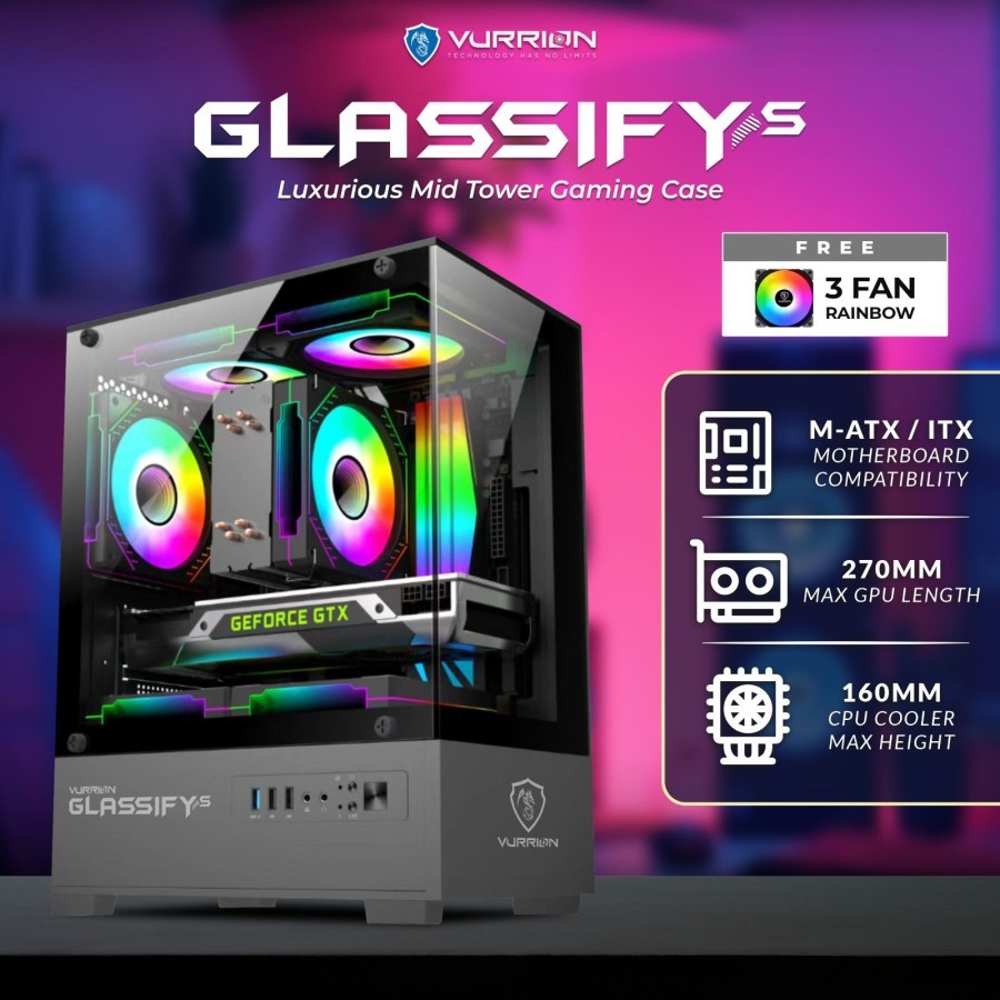 Jual Vurrion Glassify S Gaming Case - Tempered Glass Casing | Shopee ...