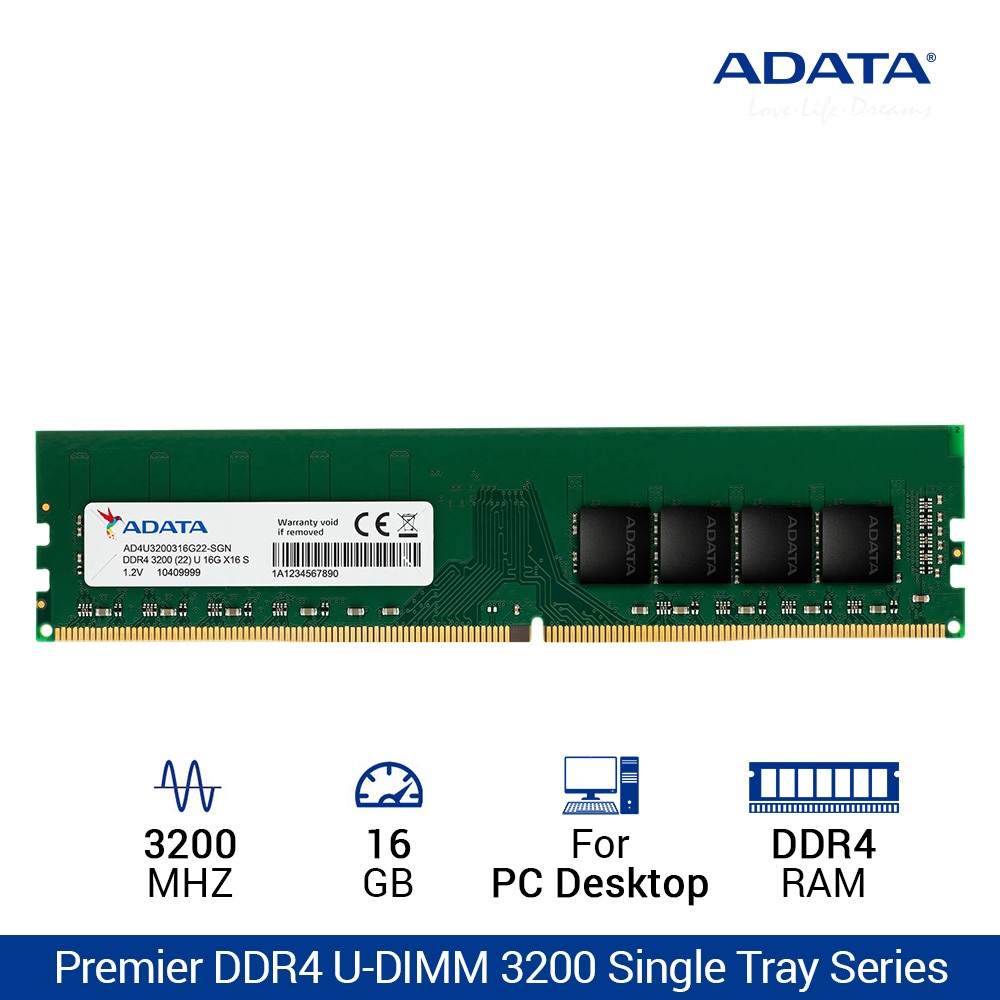 Jual ADATA Premier DDR4 3200MHz U-DIMM RAM untuk PC Desktop - 16GB | Shopee Indonesia