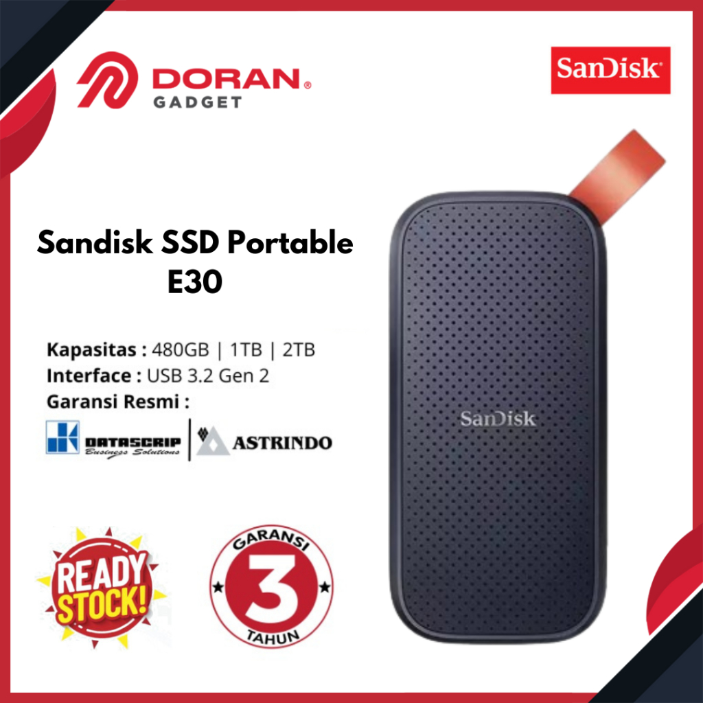 Jual SSD Eksternal Sandisk 480GB 1TB 2TB E30 - Portable SSD Sandisk - SSD External 1TB - Garansi ...