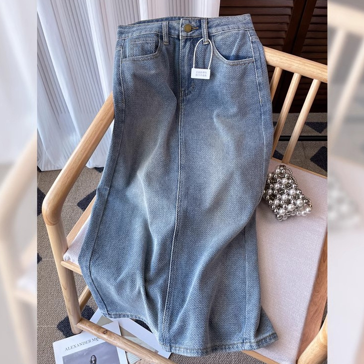 Jual 【boll.id】Bigsize Jumbo — rok jeans wanita panjang rok span korean ...