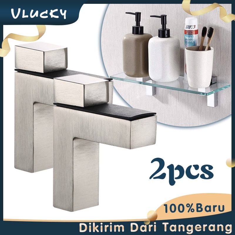 Jual Isi 2 Bracket Siku Jepit Kaca Ambalan Rak Siku Penjepit Glass ...