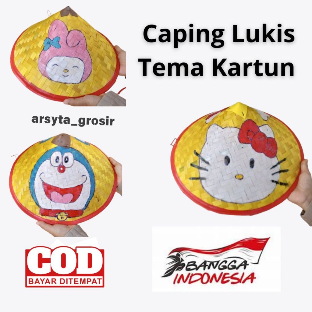 Jual Topi caping hias tema kartun/Caping lukis anak | Shopee Indonesia