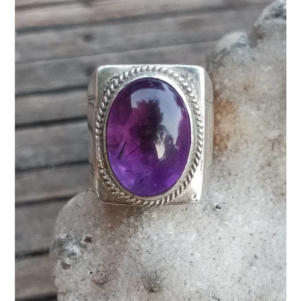 Jual Natural Kecubung Ungu Kalimantan BuffTop Ring Perak 925 HM | Shopee Indonesia