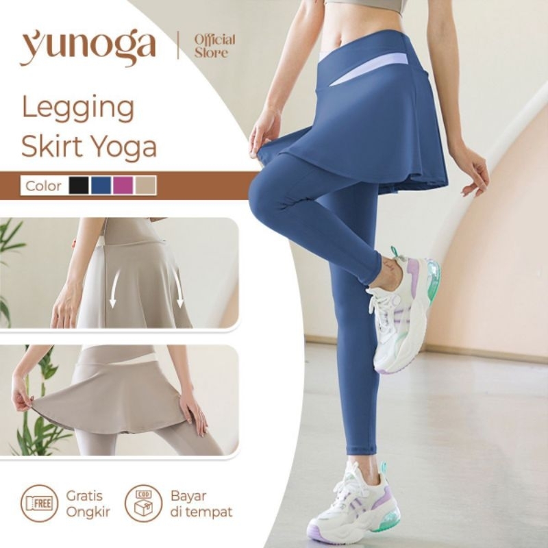 Jual Yunoga Legging Skort yoga gym fitness legging wanita slim fit ...