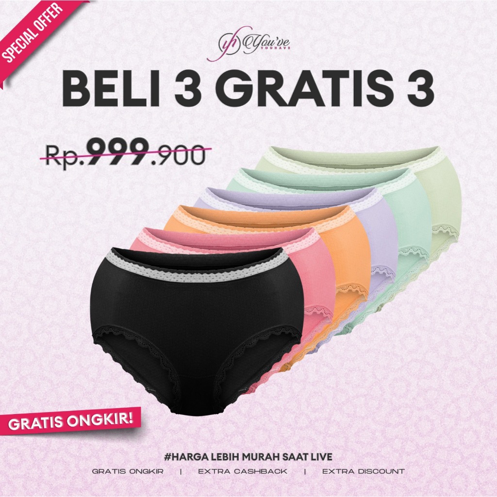 Jual YOUHAVE PAKET 6 PCS CD PREMIUM CELANA DALAM PANTY PAKAIAN DALAM WANITA 300038 | Shopee ...