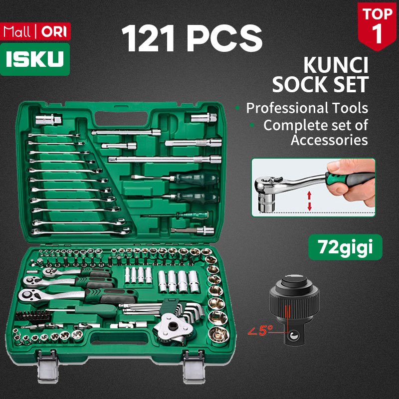 Jual ISKU Tools Set 121Pcs-72gigi Kunci Shock Lengkap Termasuk 1 Pas ...