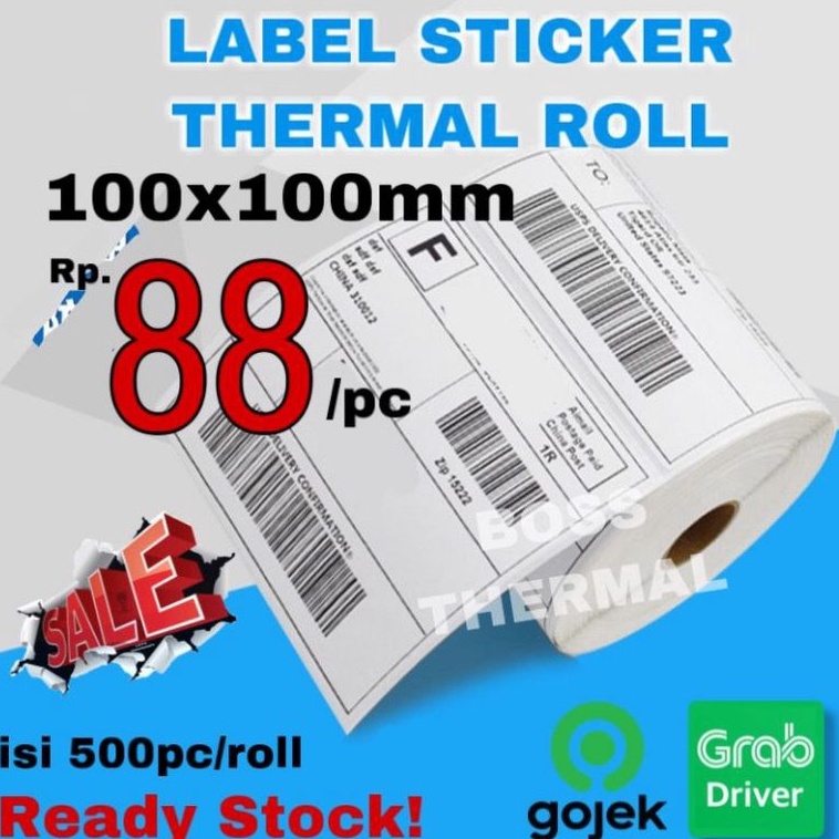 Jual Terkini KERTAS LABEL THERMAL 1x1 isi 5 STICKER BARCODE THERMAL 1X1 ...
