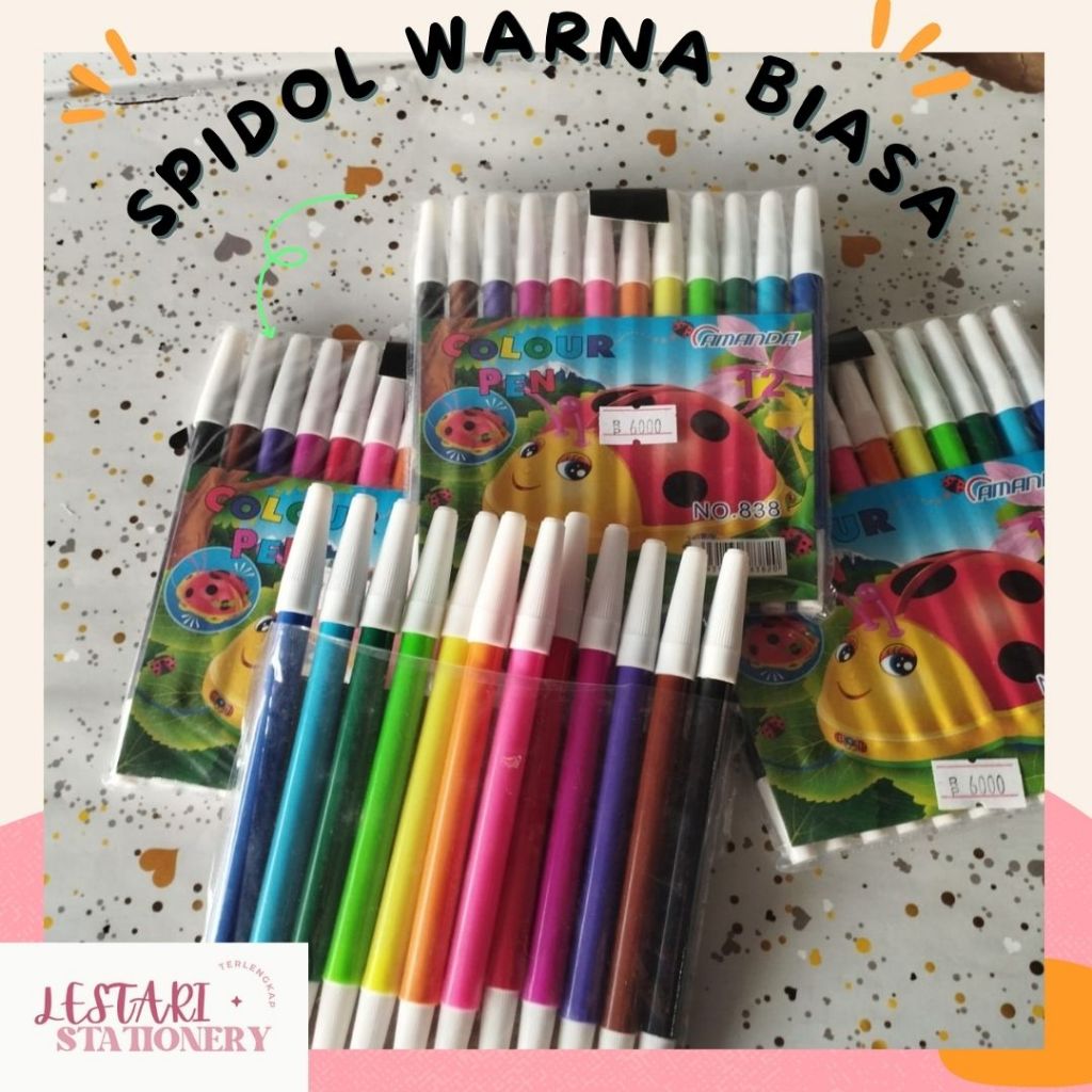 Jual Spidol Warna Biasa Kecil | Watercolor Pen | cat air Spidol 12 ...