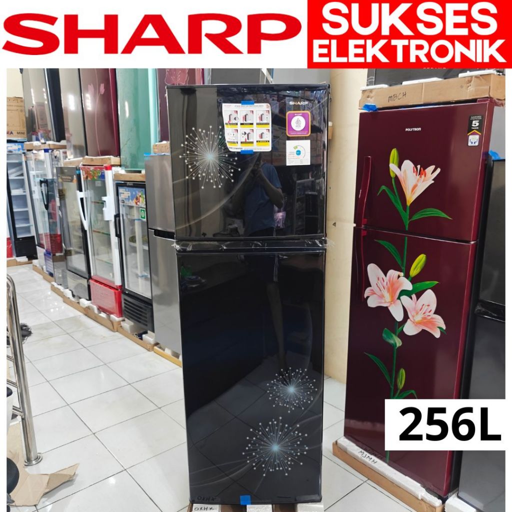 Jual KULKAS 2 PINTU SHARP JUMBO SJ-317MG LEMARI ES 317 MG HITAM TINGGI ...