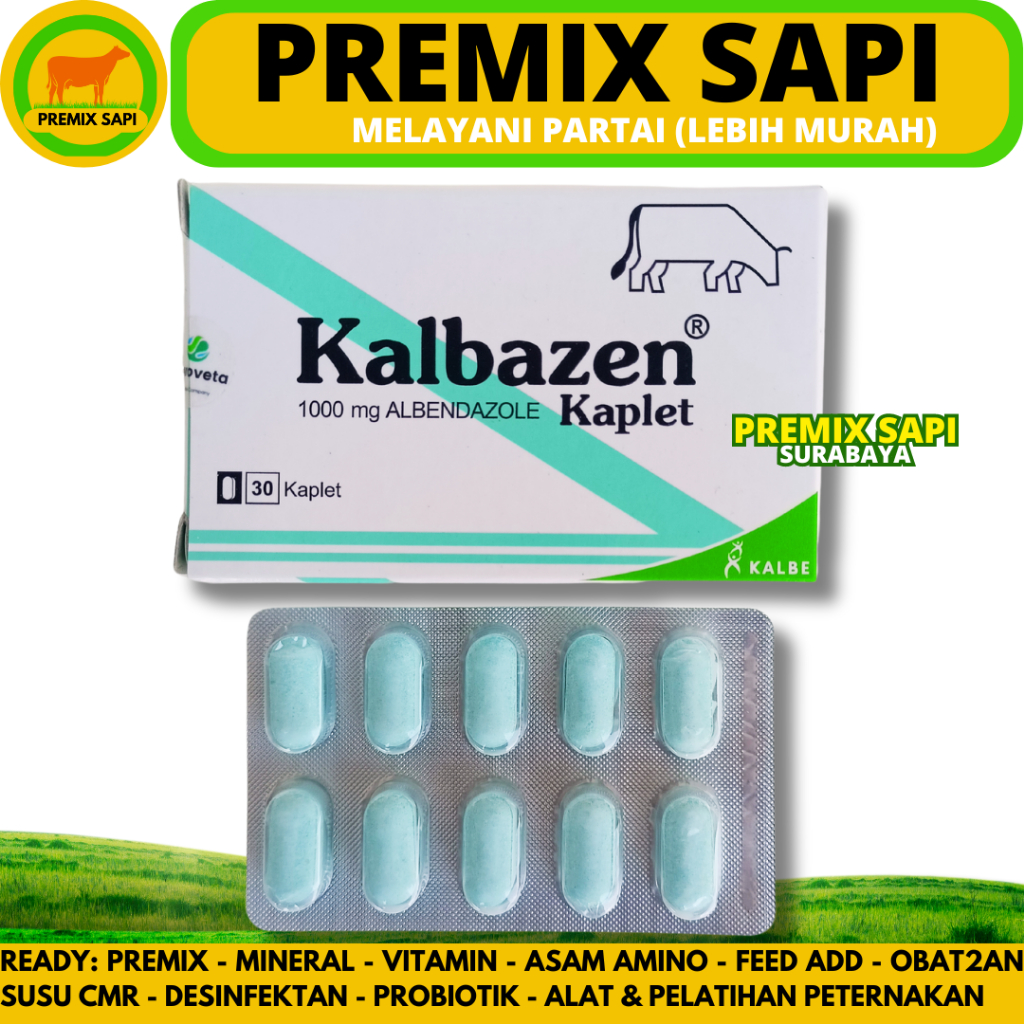 Jual KALBAZEN KAPLET 1 BLISTER (30 kaplet) KALBE - Obat Cacing Sapi ...