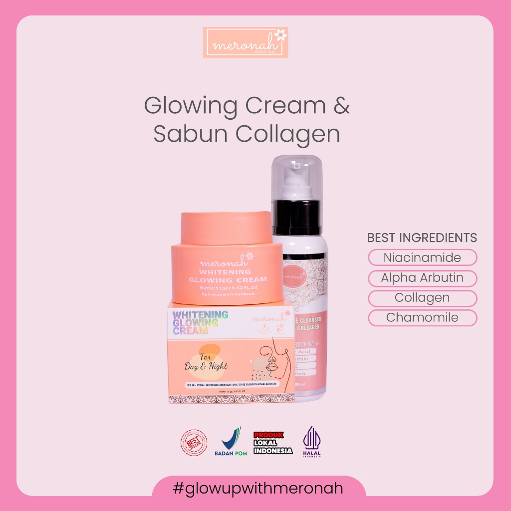 Jual Paket Meronah Glowing Cream + Sabun Premium Collagen | Shopee ...