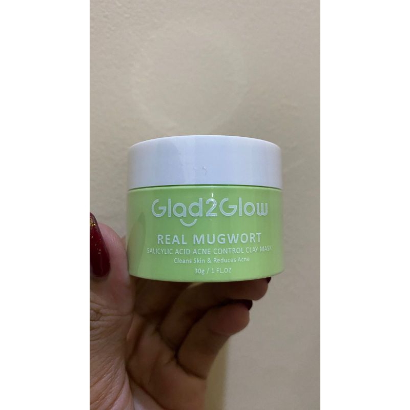 Jual Glad2Glow Real Mugwort Salicylic Acid Acne Control Clay Mask 30g | Shopee Indonesia