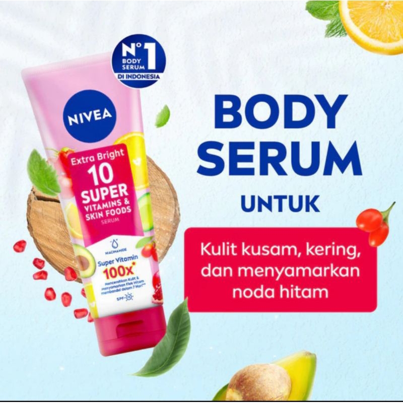 Jual Nivea Extra Bright Body Serum 10 Super Vitamin & Skin Foot ...