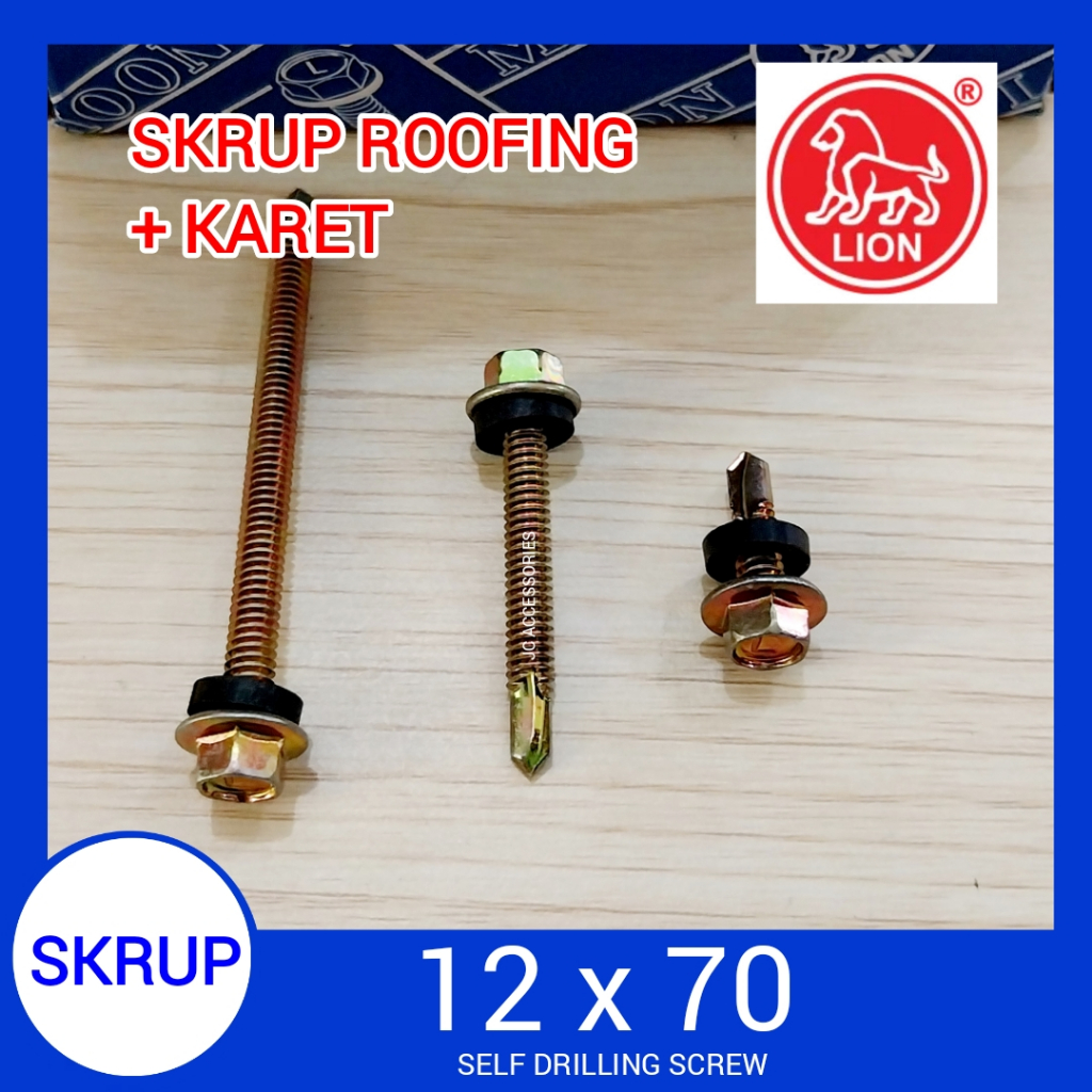 Jual SKRUP SEKRUP ROOFING M5X70 KUNING KARET 7 CM 12X70 MOON LION ASLI ...
