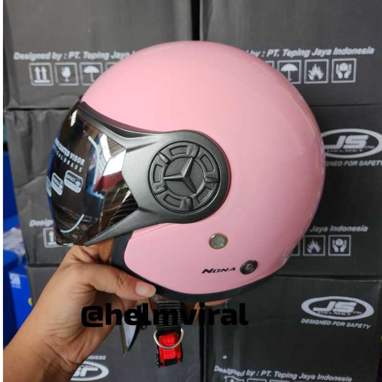 Jual Helm JS NONA HIJAB RETRO HAF FACE SOLID Terbaru Pria Dan Wanita ...