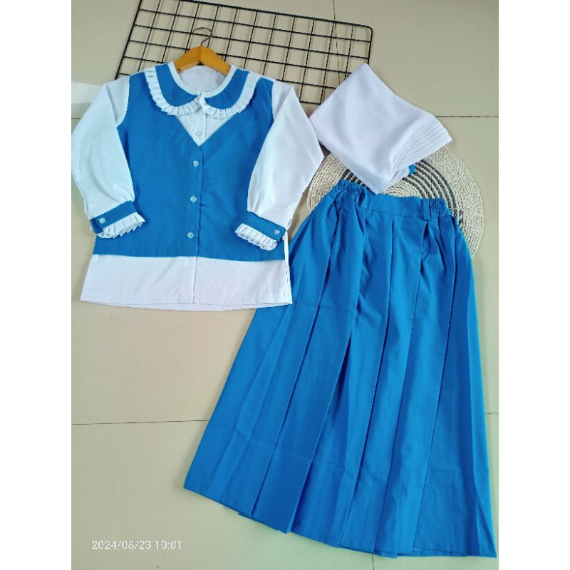 Jual Seragam TK Nasional Warna Biru Panjang Muslim putra dan putri free ...