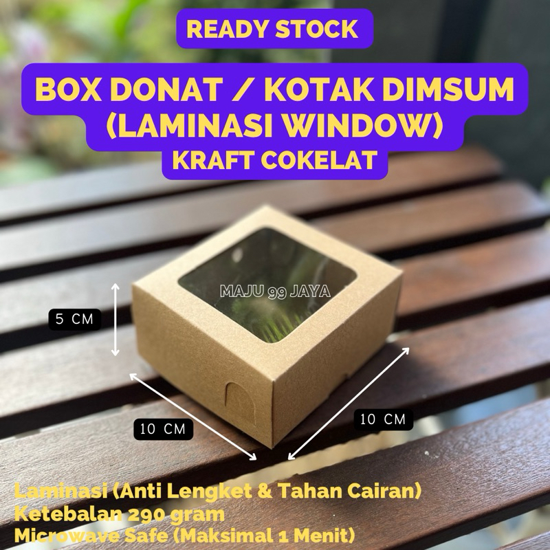 Jual Box Donat isi 1 Box Dimsum Ukuran 10x10x5 cm Kraft Laminasi Window ...