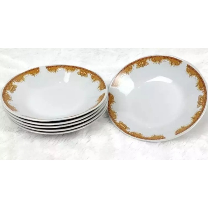 Jual 1 Lusin Piring Keramik Mahkota Coklat/ Piring Makan Keramik Ukuran ...