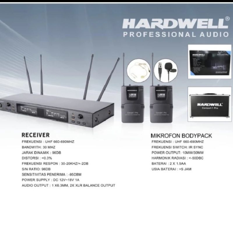 Jual Mic wireless Hardwell concert 1 pro original headset jepit ...