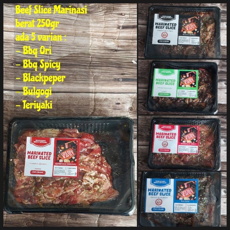 Jual Beef Slice Marinasi 250 gr Barbeque Teriyaki Blackpeper Bulgogi ...