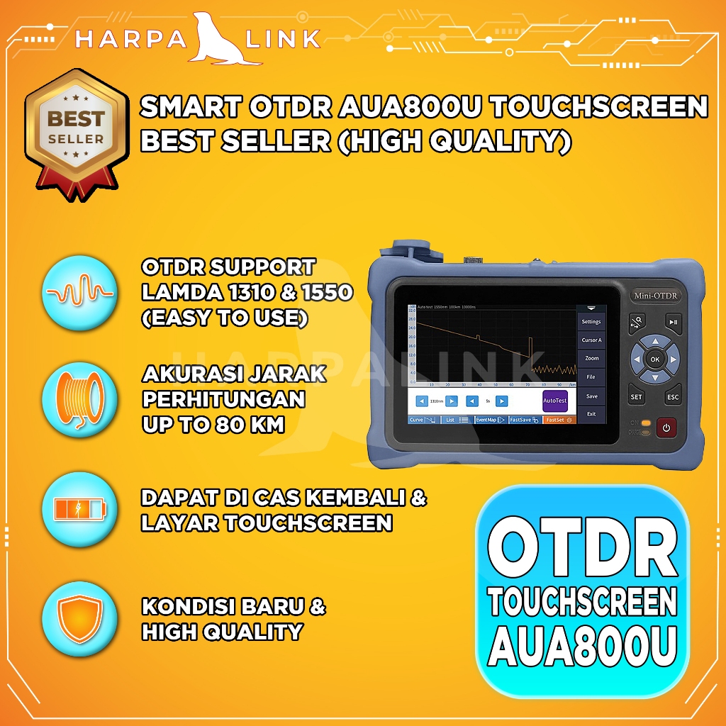Jual OTDR Mini AUA800U Smart OTDR 1310/1550nm SCUPC 80KM Optical Fiber ...