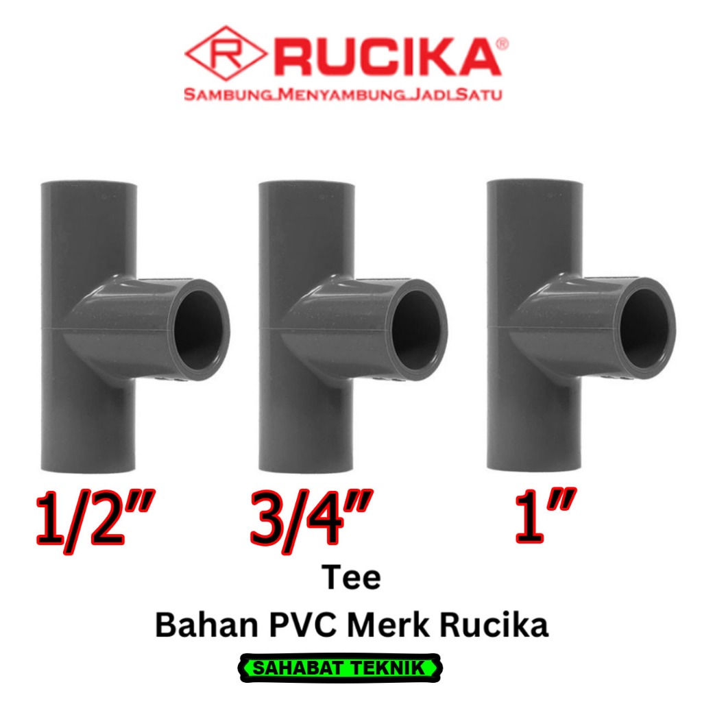 Jual Tee 1/2" - 3/4'' - 1'' inch PVC Rucika AW / Fitting Sambungan Pipa Tee AW 1/2 inch 3/4 inch ...