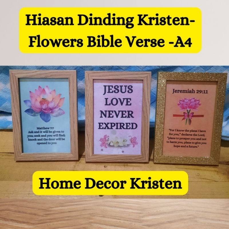 Jual Home Decor Kristen, Flower Bible Verse Bingkai A4 /Hiasan dinding ...
