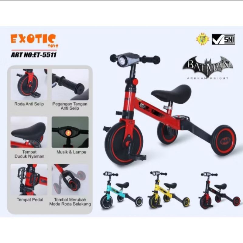 Jual SEPEDA RODA TIGA EXOTIC ET-5511 BALANCE BIKE 3 IN 1 DENGAN LAMPU ...