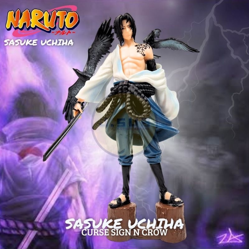Jual Action Figure Sasuke Uchiha Statue Naruto Curse Sign With Crow ...