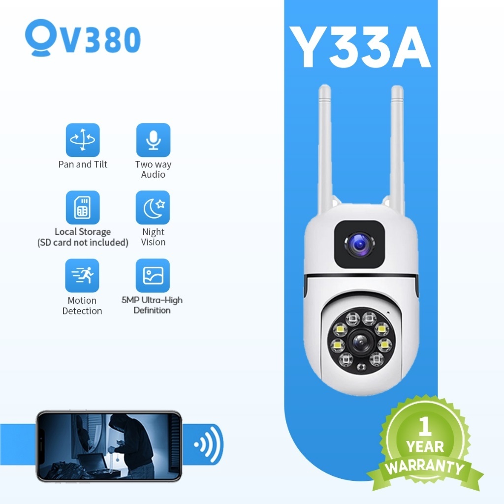 Jual V380 Y33A Outdoor Dual Lens CCTV Camera Kecil Tahan Air HD 1080P ...