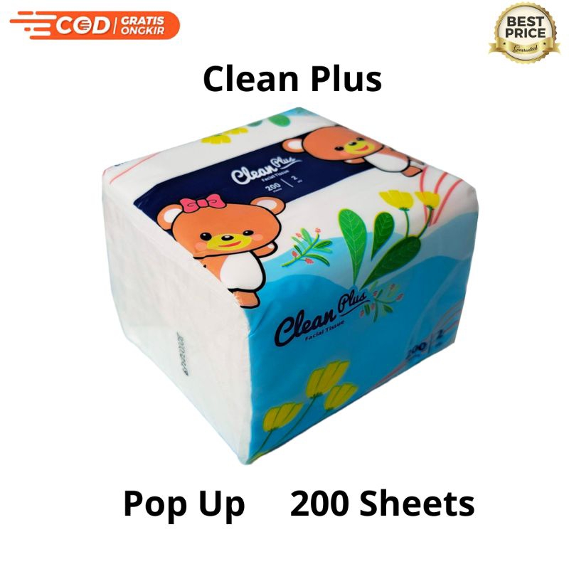 Jual Tisu Tissue Pop Up Clean Plus Isi 200 Sheets / 2 Ply / Tissue ...