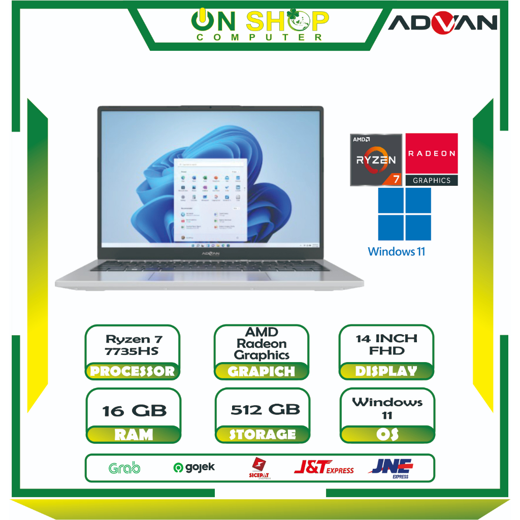 Jual Advan Work PLus AMD Ryzen 7 7735HS RAM 16GB SSD 512GB Windows 11 ...