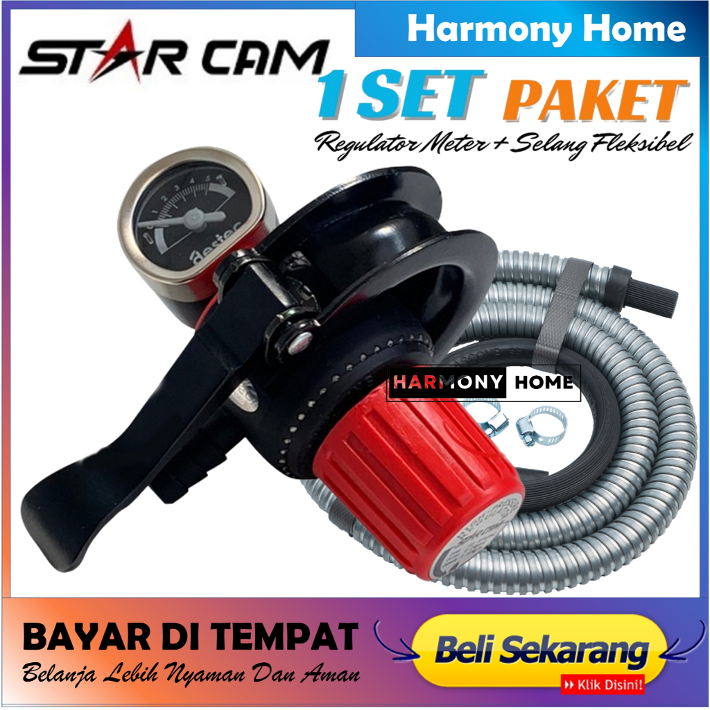 Jual Regulator STARCAM Meter+Selang Gas Fleksibel Sanex Anti Tikus ...