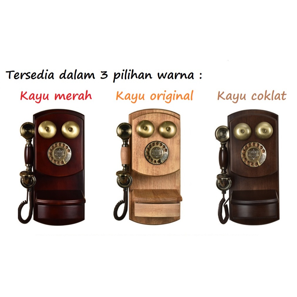 Jual Telepon rumah kabel model klasik kayu asli tombol putar telefon ...