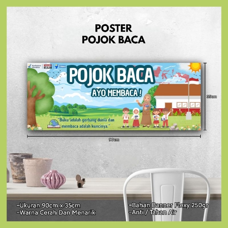 Jual Poster Pojok Baca Poster Pendidikan Literasi 90cm x 35cm | Shopee ...