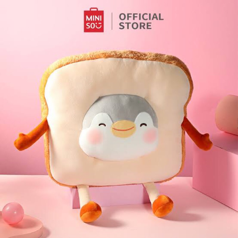 Jual Miniso Cushion Slice Bread sit Penguin Shiba inu | Shopee Indonesia