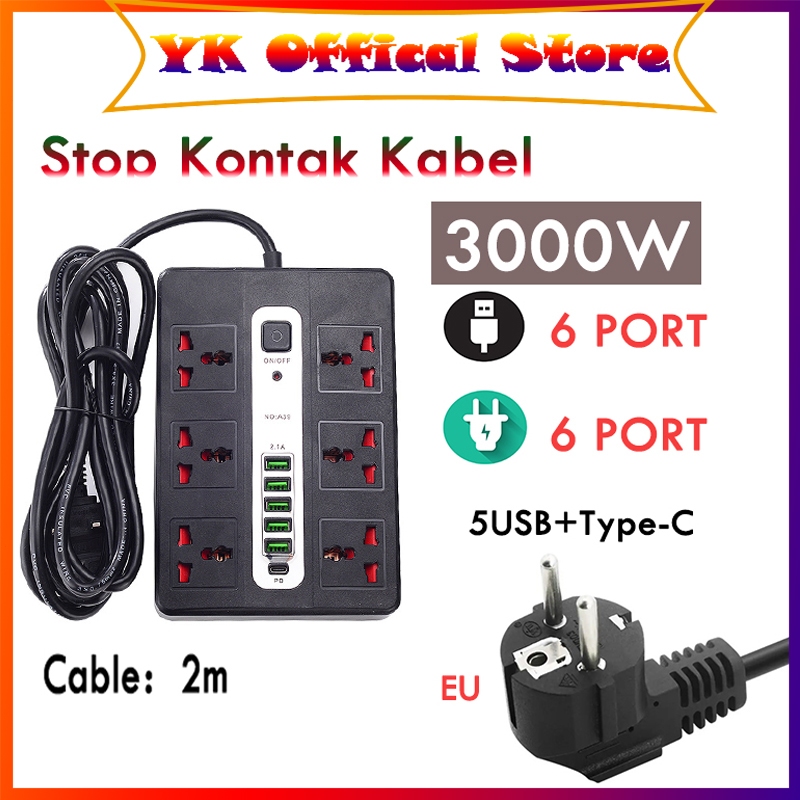 Jual Stop Kontak USB Stop Kontak Kabel 3000W Serbaguna Multiguna ...