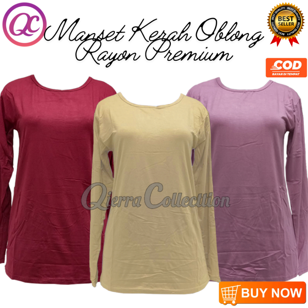 Jual Baju Manset Oblong Lengan Panjang Wanita Bahan Rayon Super Polos ...