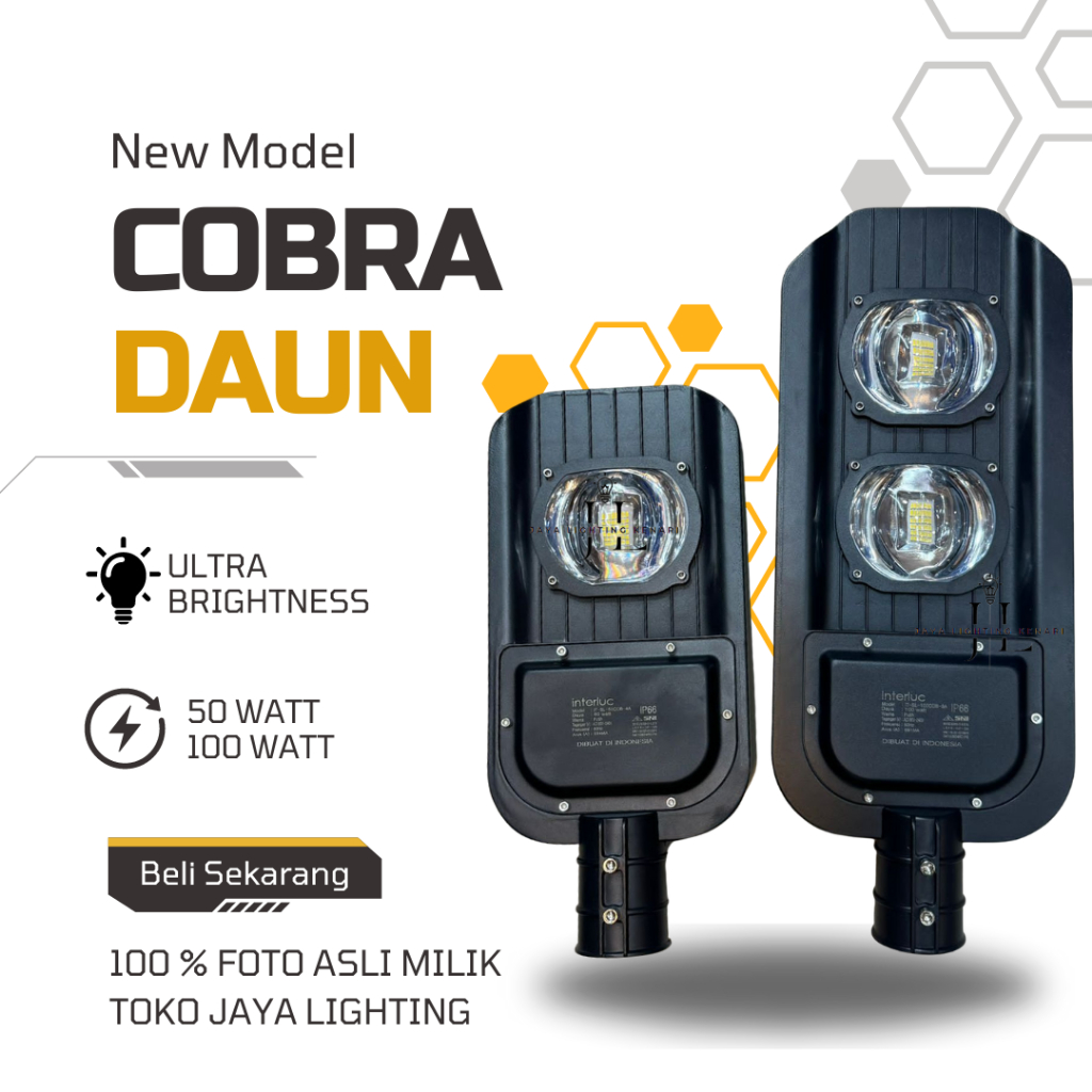 Jual Lampu Jalan Cobra PJU LED Cobra Daun 50W 100W Lampu Jalan COB 50 100 Watt | Shopee Indonesia