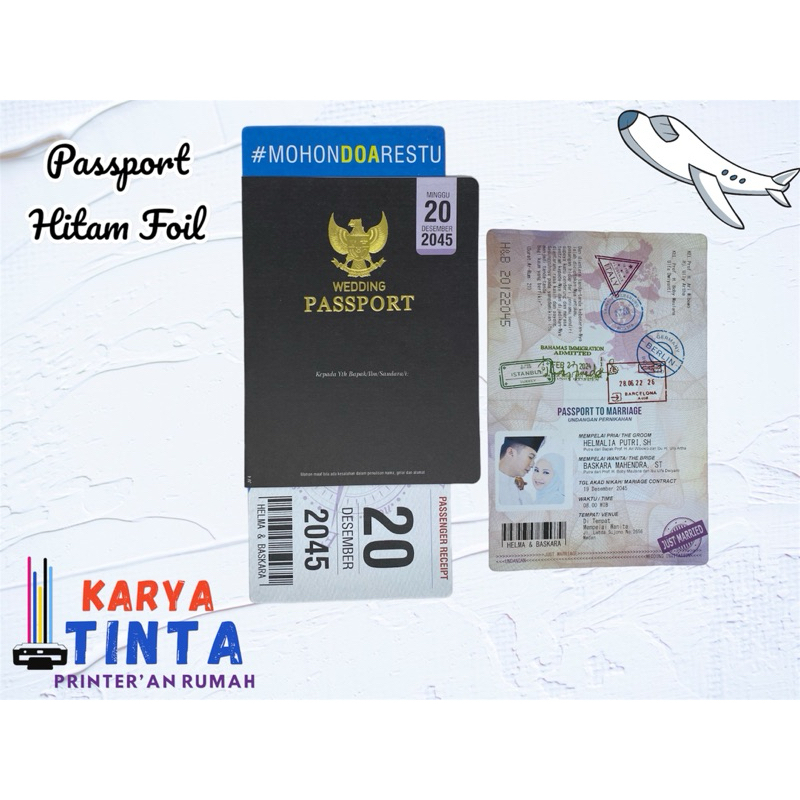 Jual Undangan Pernikahan Passport Hitam Foil Gold Full Color | Shopee ...