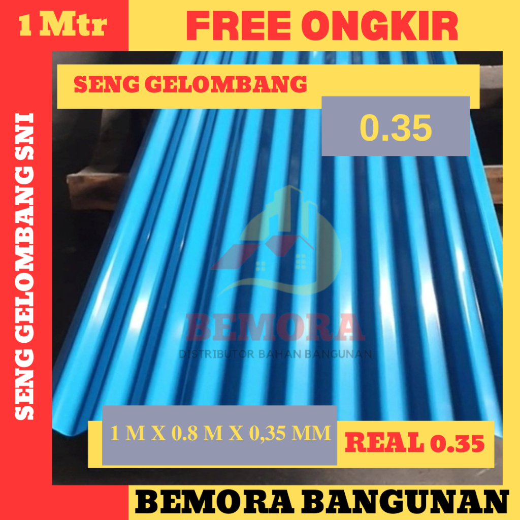 Jual Seng Gelombang Biru SNI 180 x 80 x 0.35 mm Premium (Harga Grosir ...