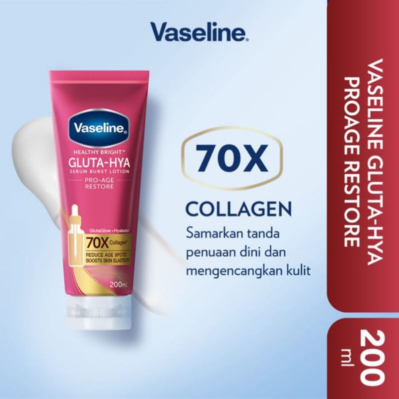 Jual VASELINE GLUTA-HYA PRO AGE RESTORE (KEMASAN BARU) 70X COLLAGEN ...