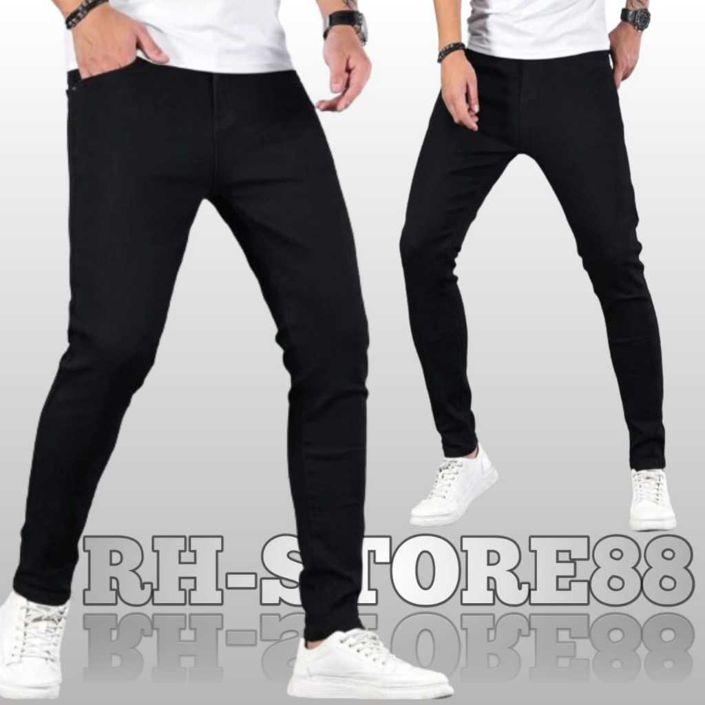 Jual Celana Jeans Pria Denim Celana Pensil Cowok Hitam Celana Jeans ...