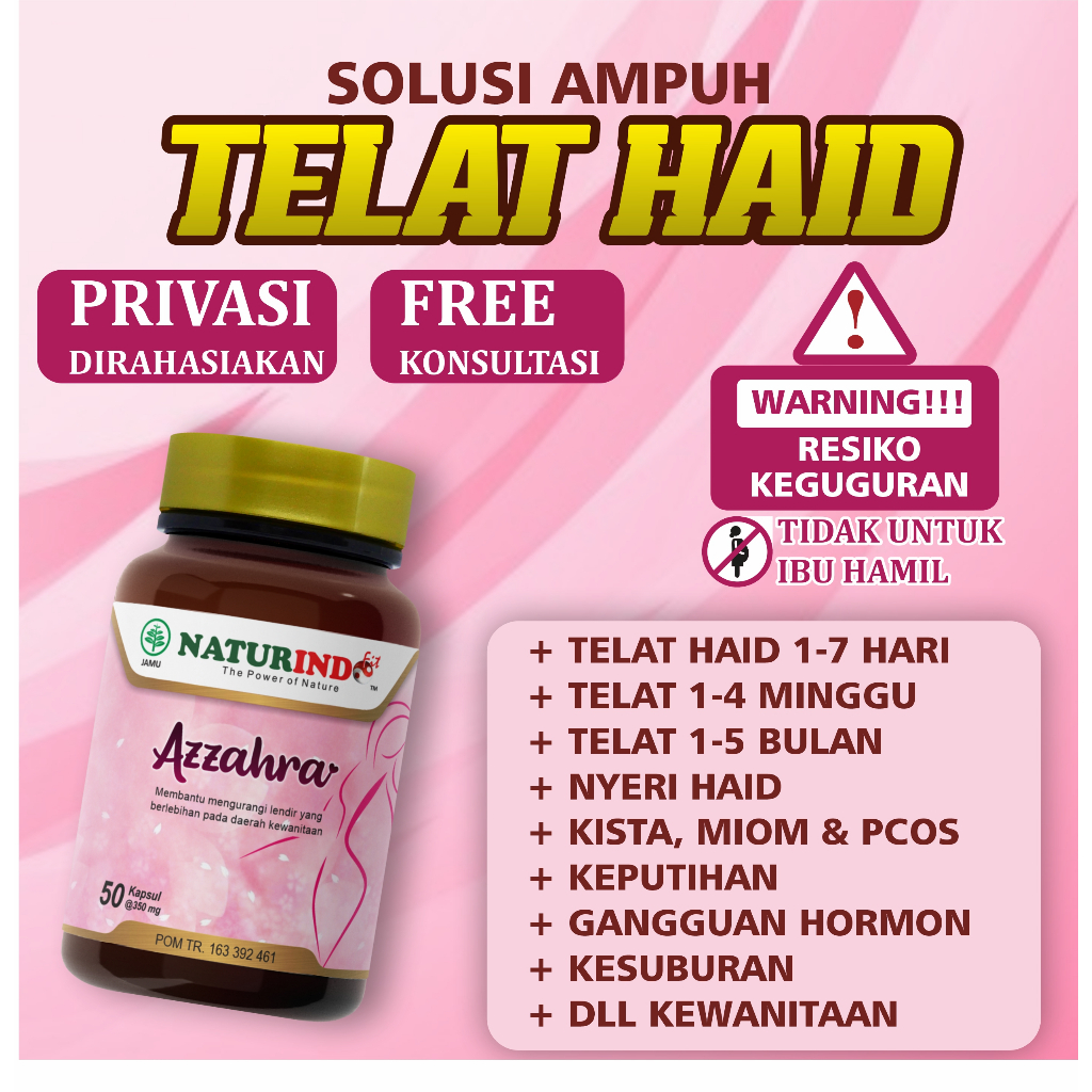 Jual Obat Telat Haid Dateng Bulan Pelancar Haid Terlambat Keputihan Nyeri Obat Haid PCOS Azzahra ...