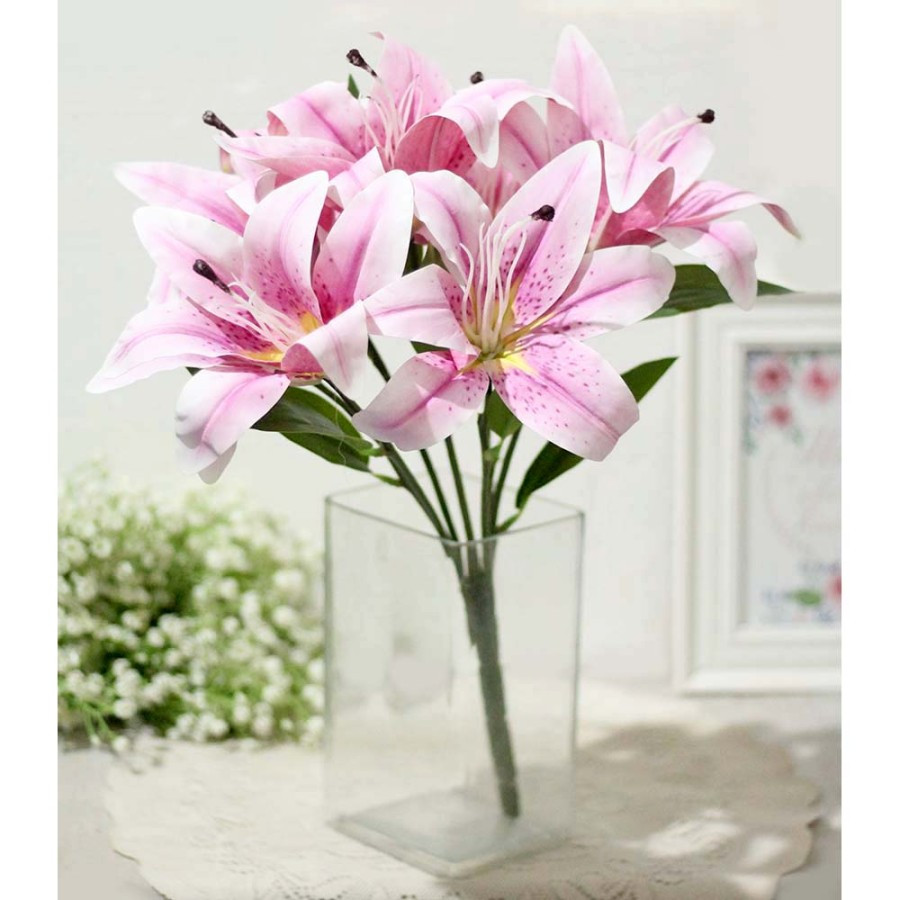 Jual bunga plastik hias artificial lili lily BAHAN LATEX PREMIUM BESAR ...